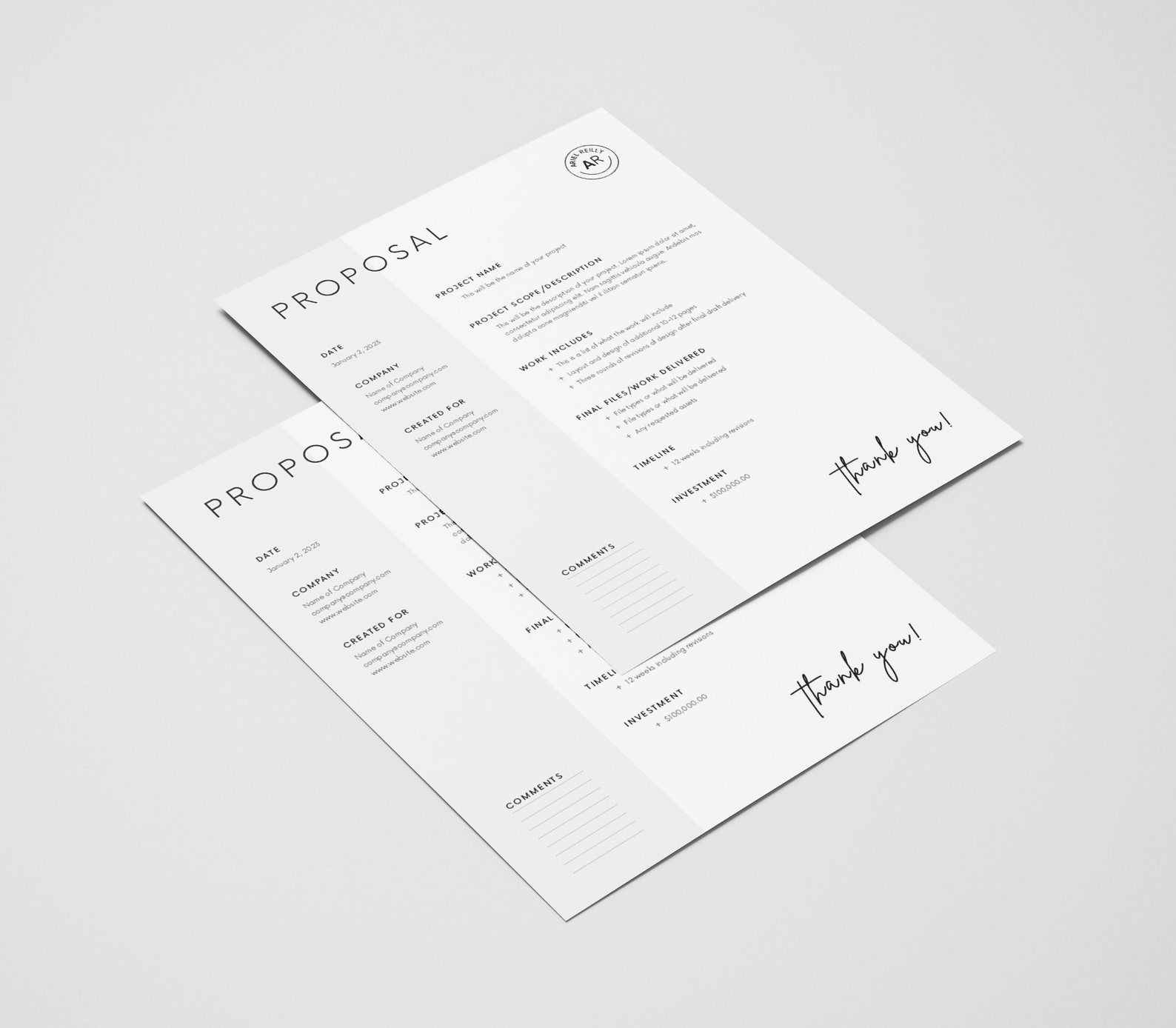 Minimalist Project Proposal Template: Modern Canva Design (US Letter ...