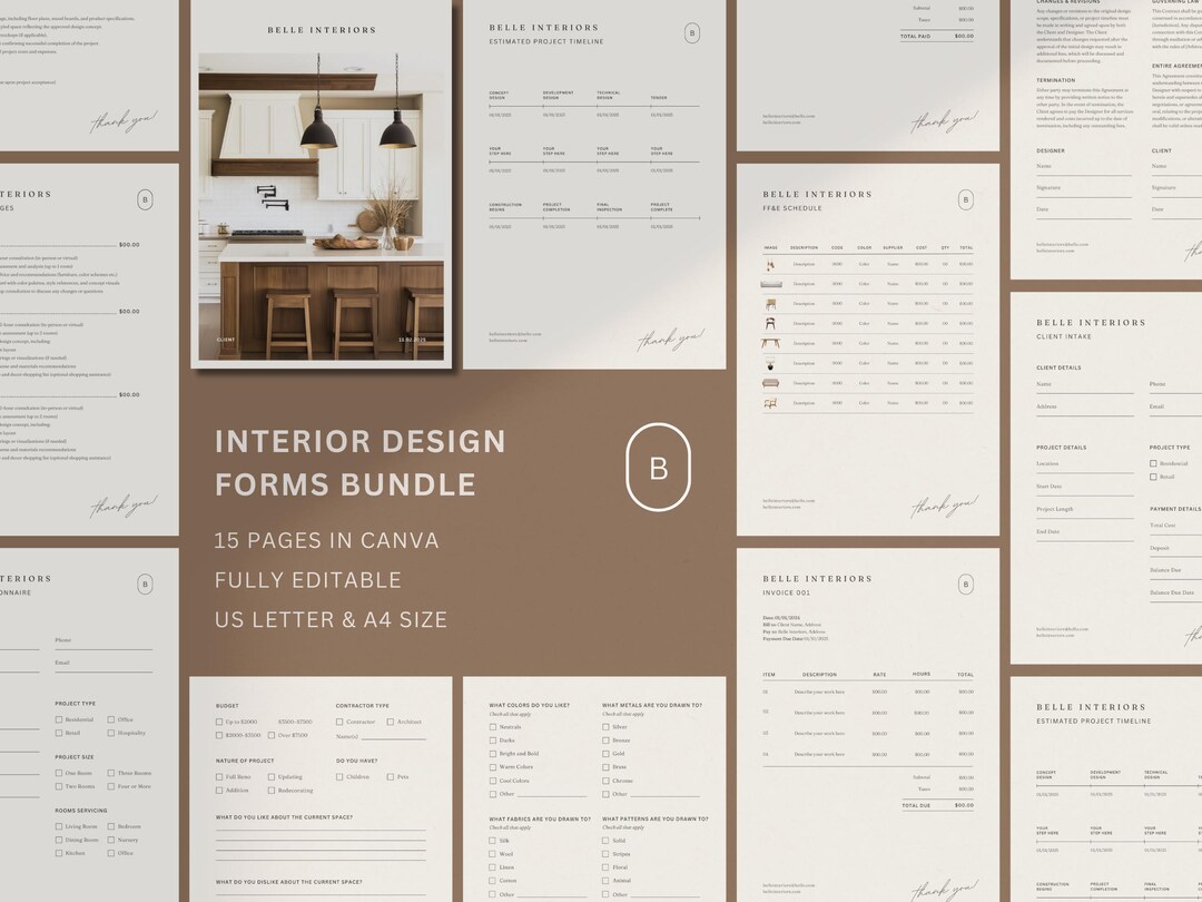 Interior Design Form Templates: Client Onboarding Bundle (canva) - Etsy