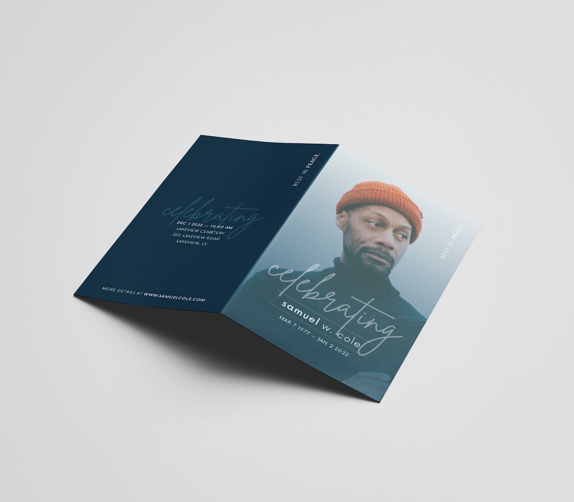 Simple Funeral Program Template Canva Funeral Service Brochure ...