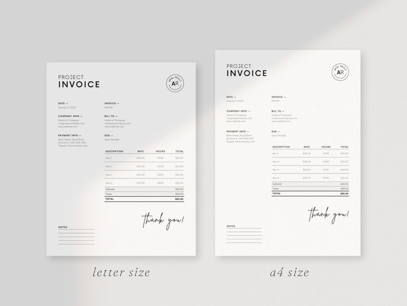 Minimalist 1 Page Basic Invoice Template | Professional Canva Invoice ...