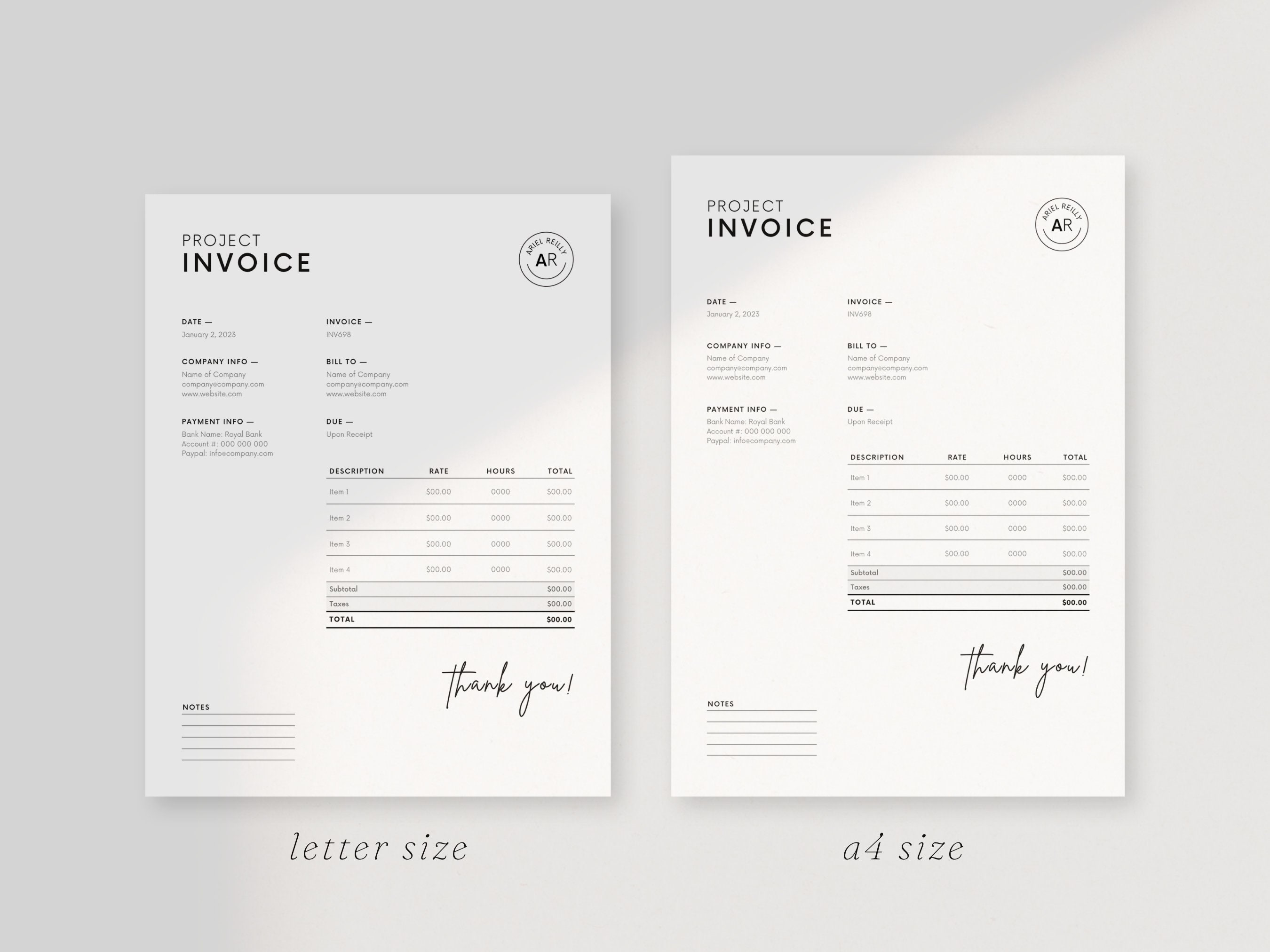 Minimalist 1 Page Basic Invoice Template | Professional Canva Invoice ...
