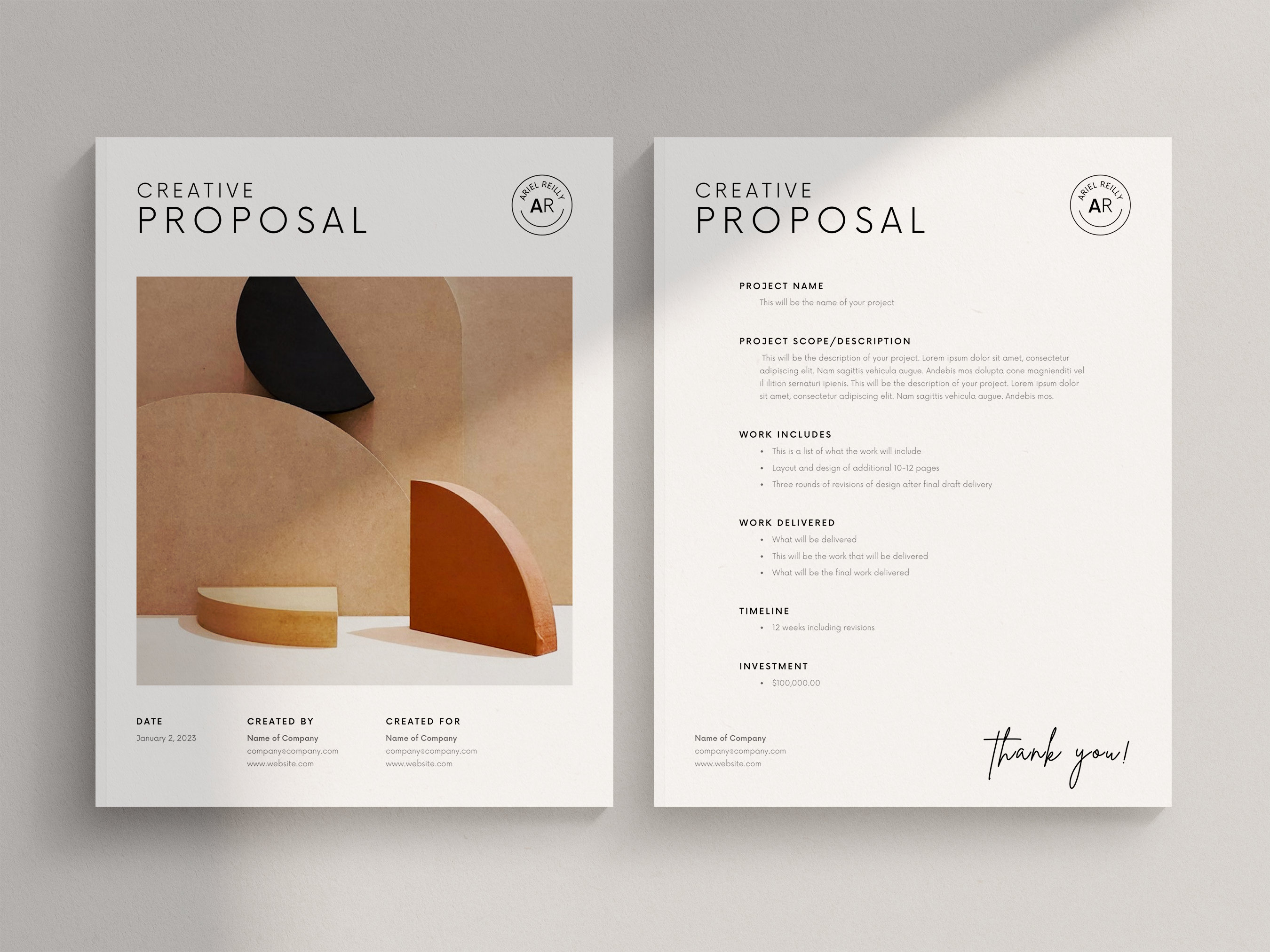 Minimalist 2-page Artist Proposal Template | Canva Creative Estimate ...