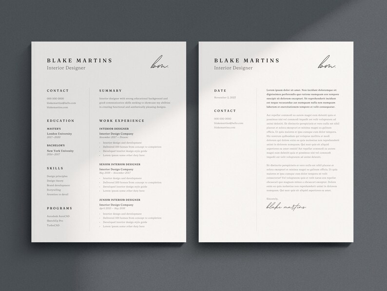 Simple Resume Template Canva One Page CV Professional Resume Minimal ...