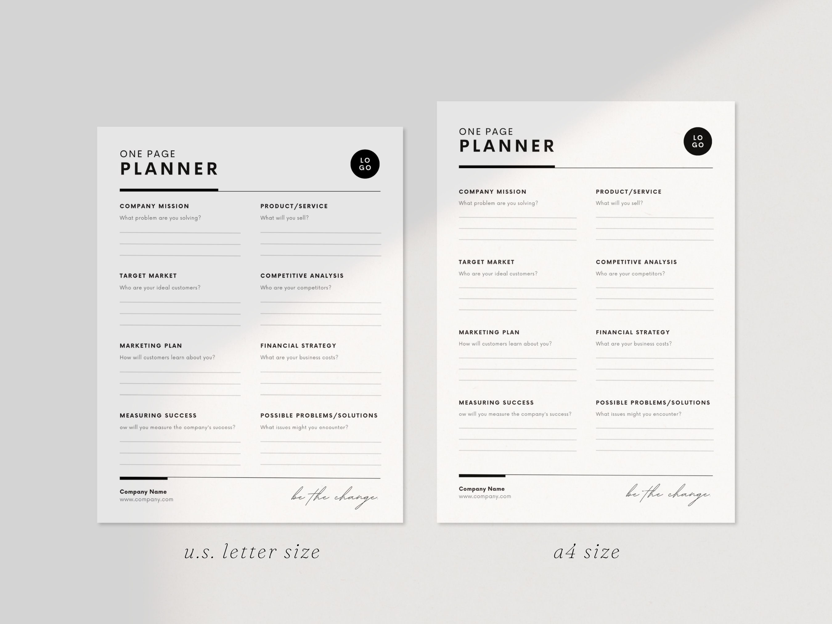 One Page Business Plan Canva Template | 1-pg Business Plan Template ...
