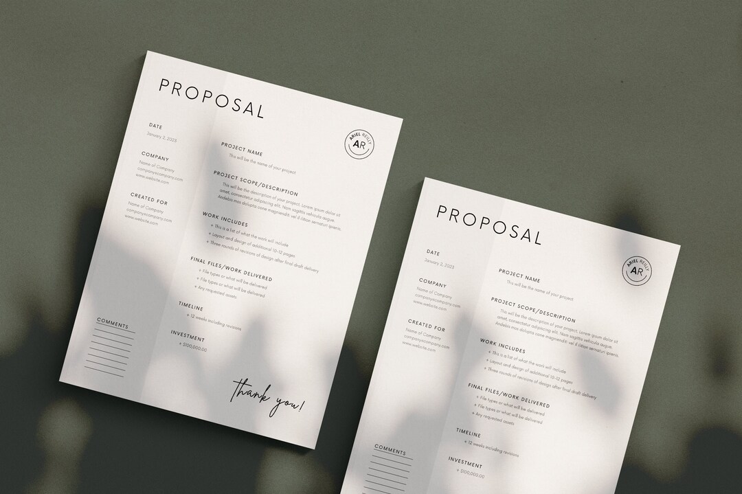 Minimal Project Proposal Template: Elegant Work Quote (canva Template ...