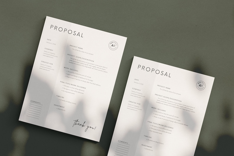 Minimal Project Proposal Template: Elegant Work Quote (canva Template ...