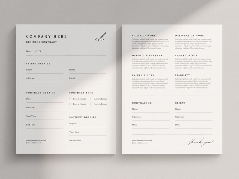 General Service Contract Template: Minimalist Business Agreement (canva ...