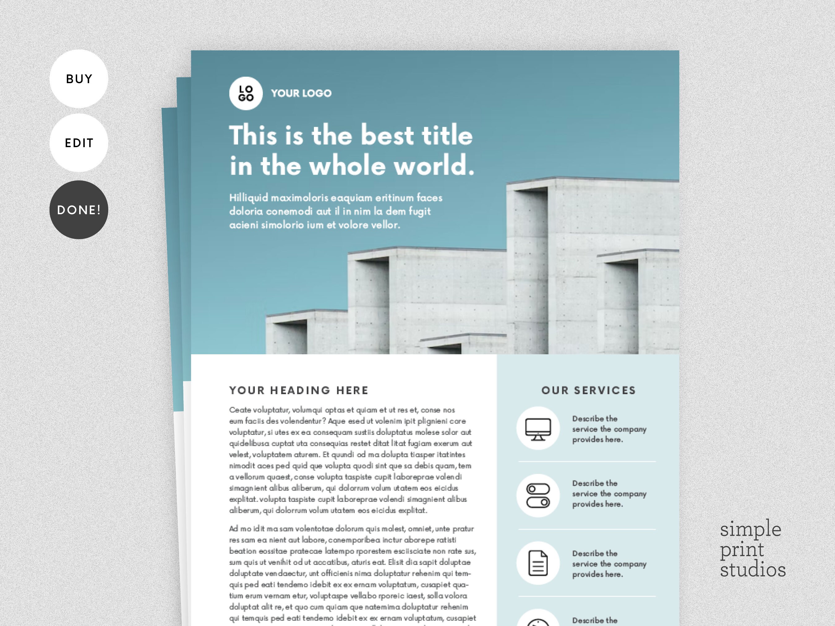 Corporate One Pager Template: Minimalist Business Flyer (canva ...