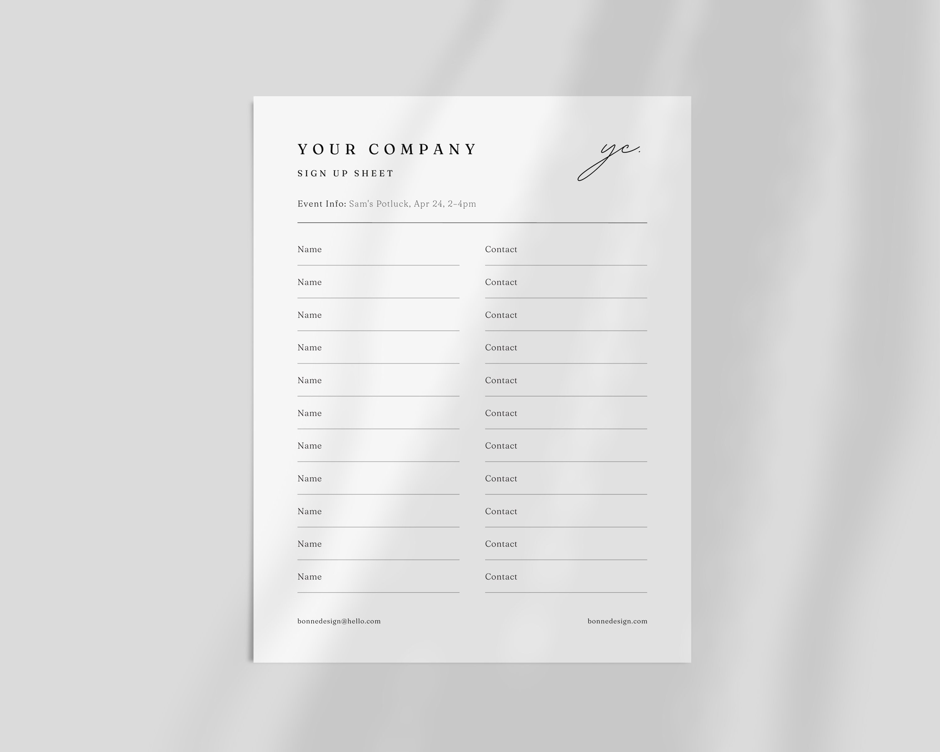 Minimal Sign up Sheet Template Sign up Sheet Canva Sign in Form ...