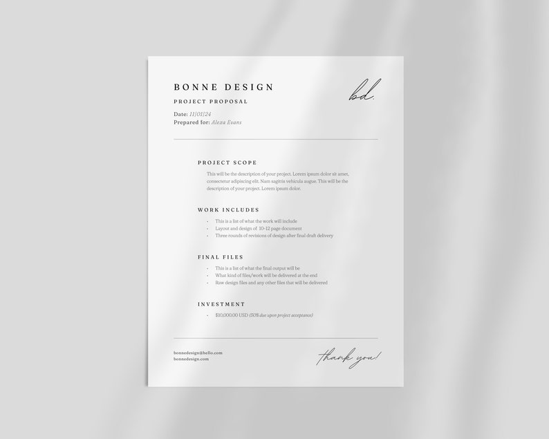 Minimalist Project Proposal Template: Creative Business (canva Files ...