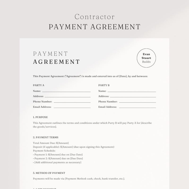 Vehicle Payment Plan Agreement - Etsy
