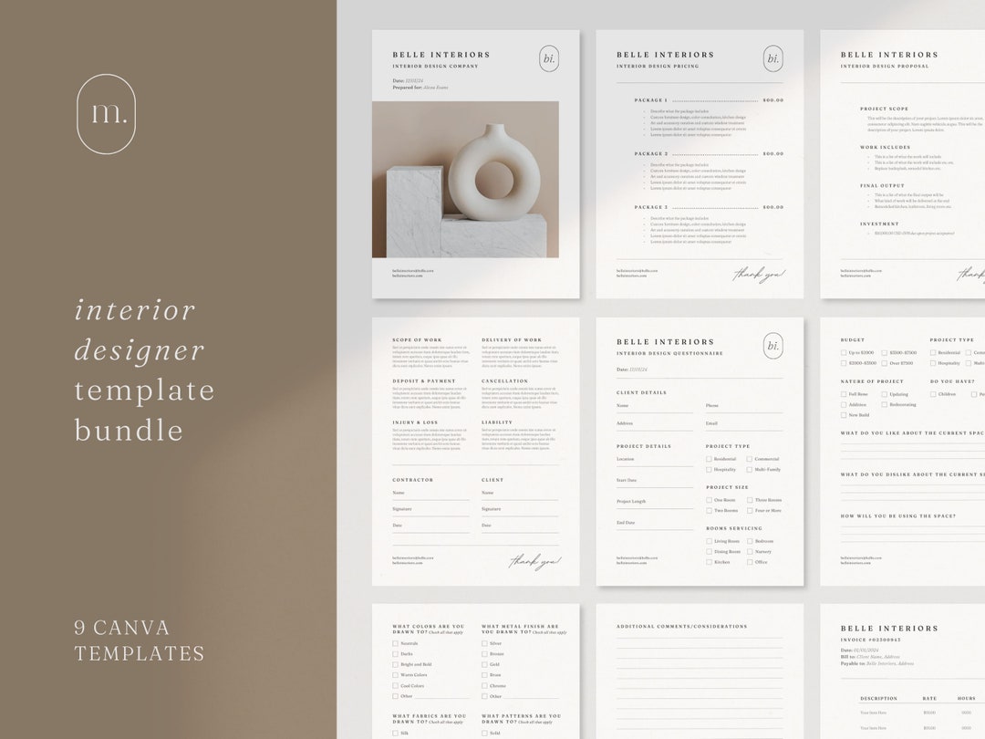 Interior Design Forms Template Bundle: Client Onbording (questionnaire ...
