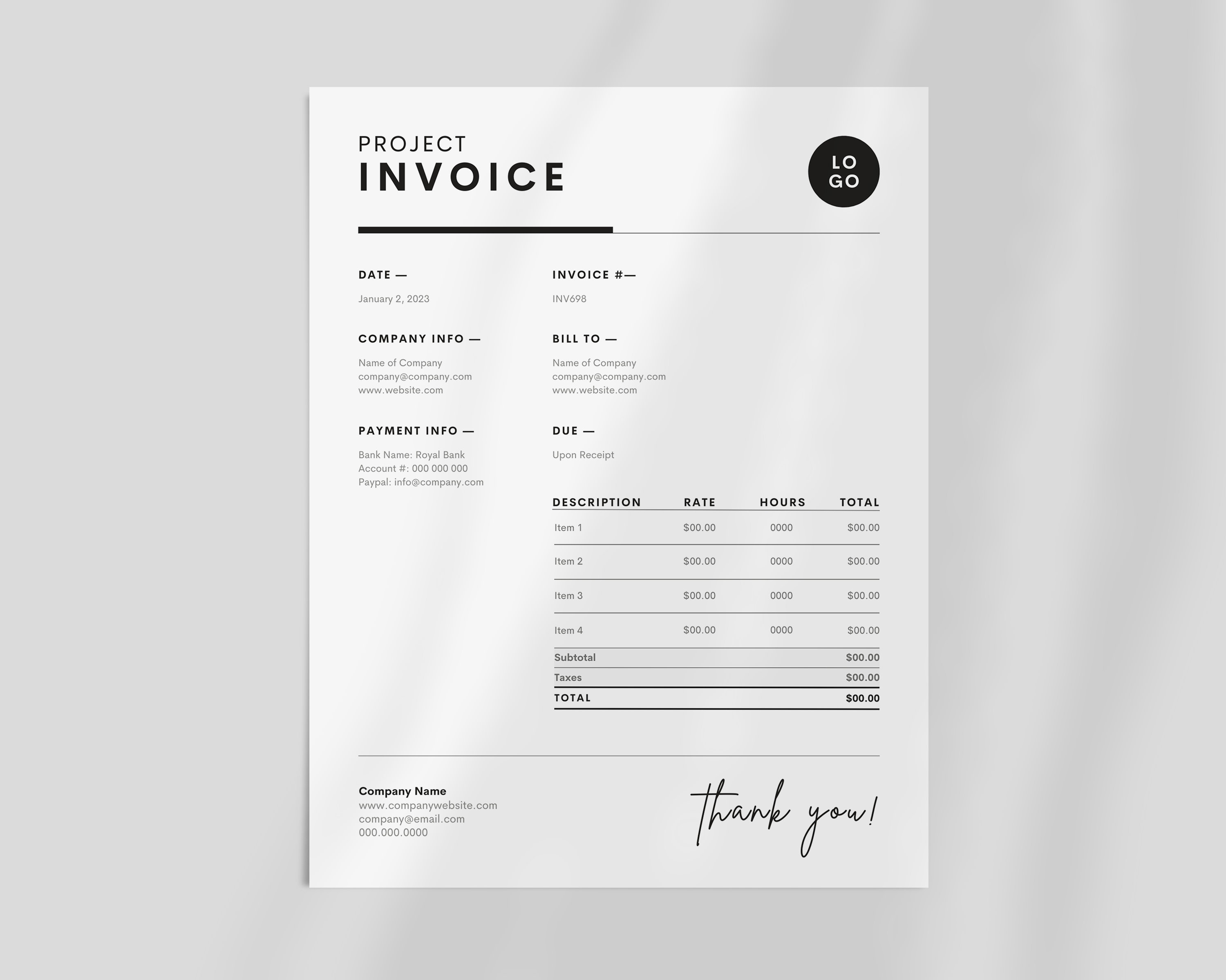 Minimalist Project Invoice Template: Small Business Receipt (canva ...