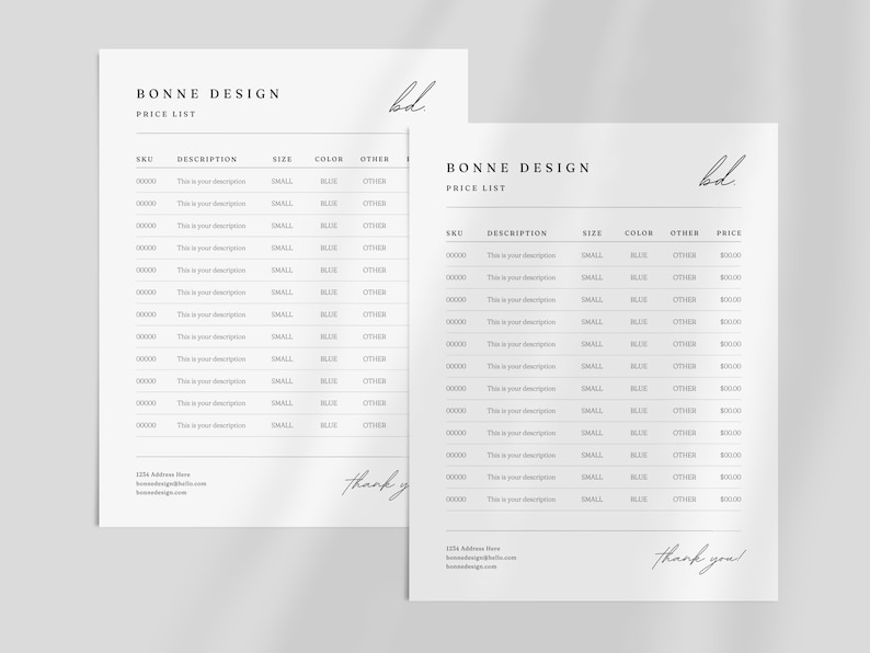 Price List Template: Wholesale Product Pricing (canva, US Letter & A4 ...