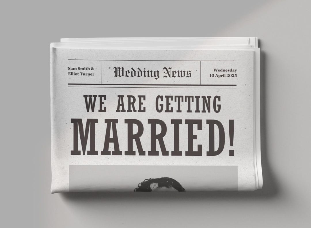 Modern Wedding Newspaper | Canva Wedding Newspaper | Wedding Program ...