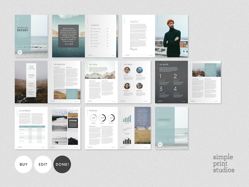 Minimalist Annual Report Template Canva Template Ebook - Etsy