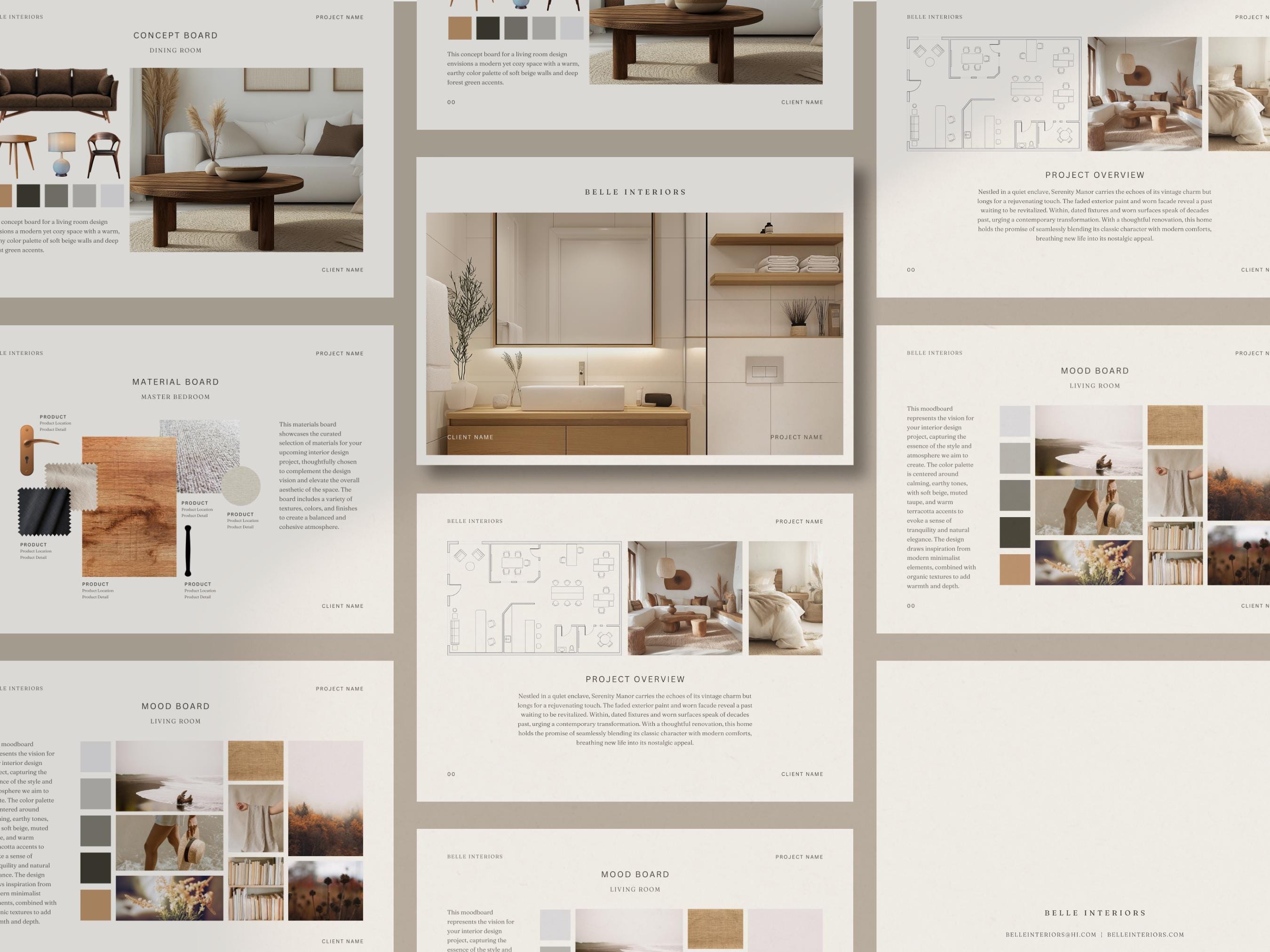 Interior Design Moodboard Template: 6-page Canva Layout (US Letter & A4 ...