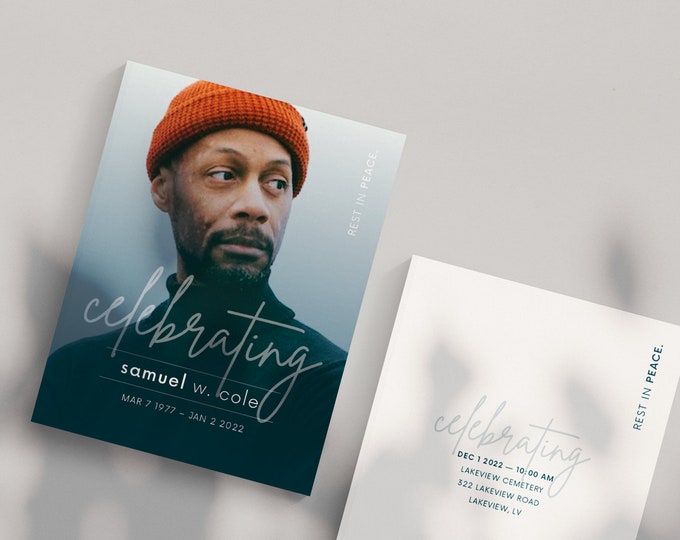 Simple Funeral Program Template Canva | Funeral Service Brochure ...