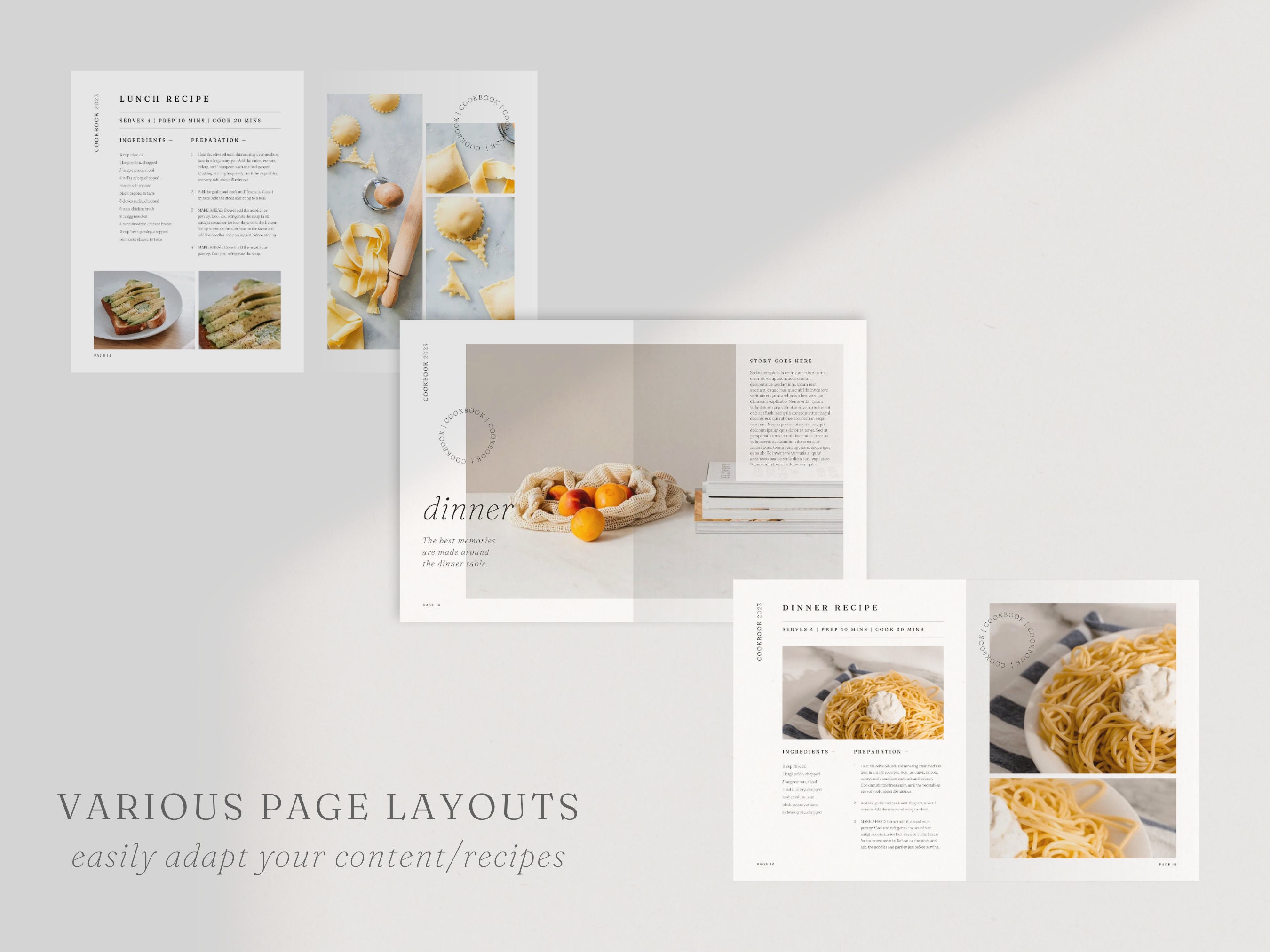 Minimal Cookbook Template Canva Simple Recipe Book Editable Cookbook ...