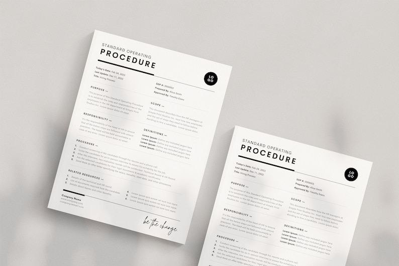 Minimal SOP Template Canva: Printable Standard Operating Procedure (US ...