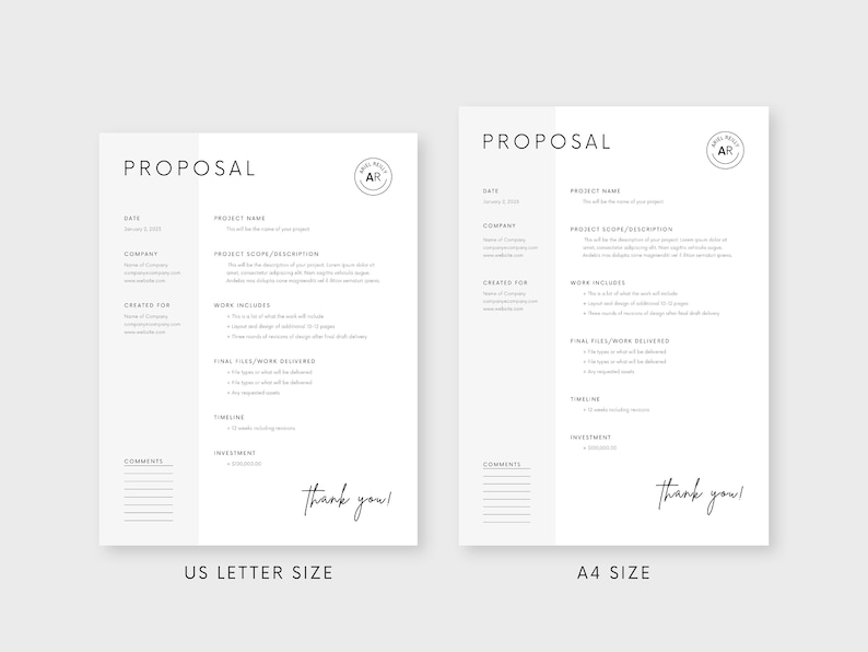Minimal Project Proposal Template: Elegant Work Quote (canva Template ...