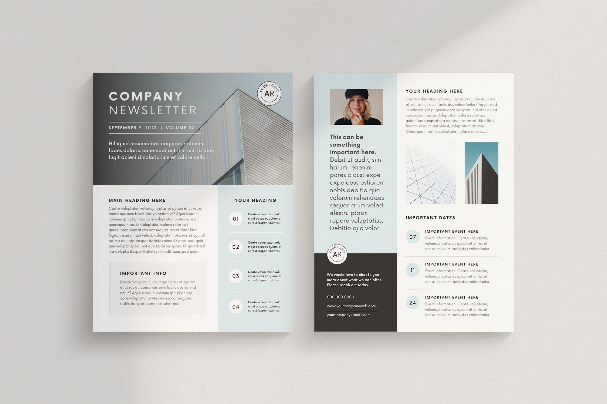 Minimal Newsletter Template Canva | Simple Monthly Newsletter ...
