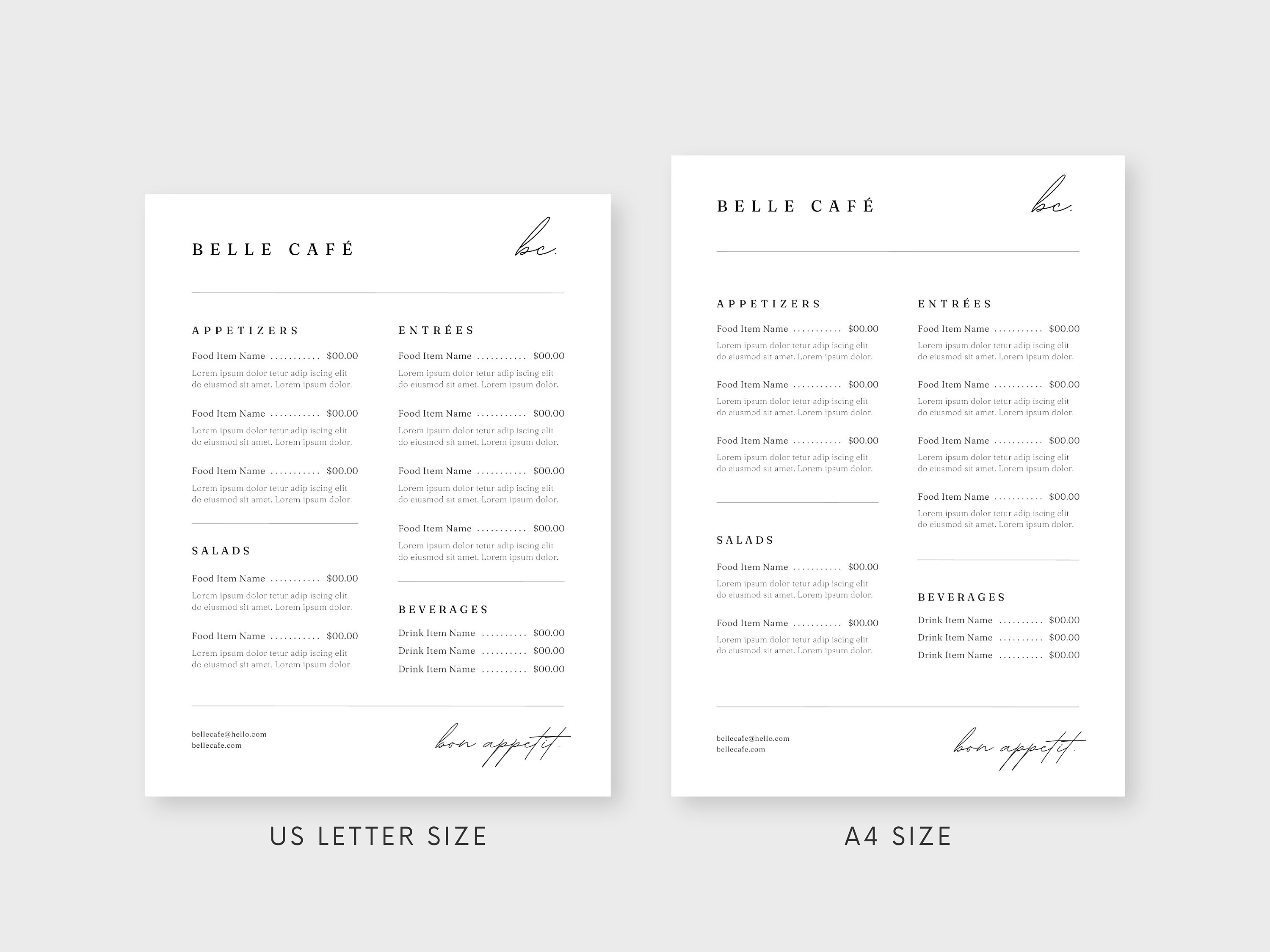 Minimal Restaurant Menu Template Food Menu Canva Simple - Etsy UK