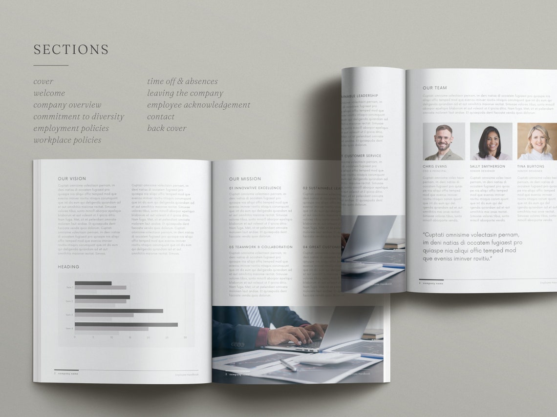 Employee Handbook Template: Minimalist Onboarding Booklet (canva, 15 ...
