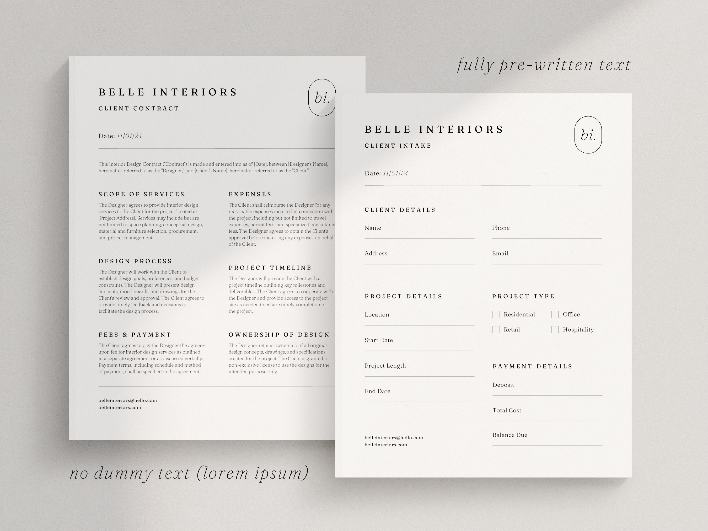Interior Designer Client Contract Template: Canva Editable (US Letter ...