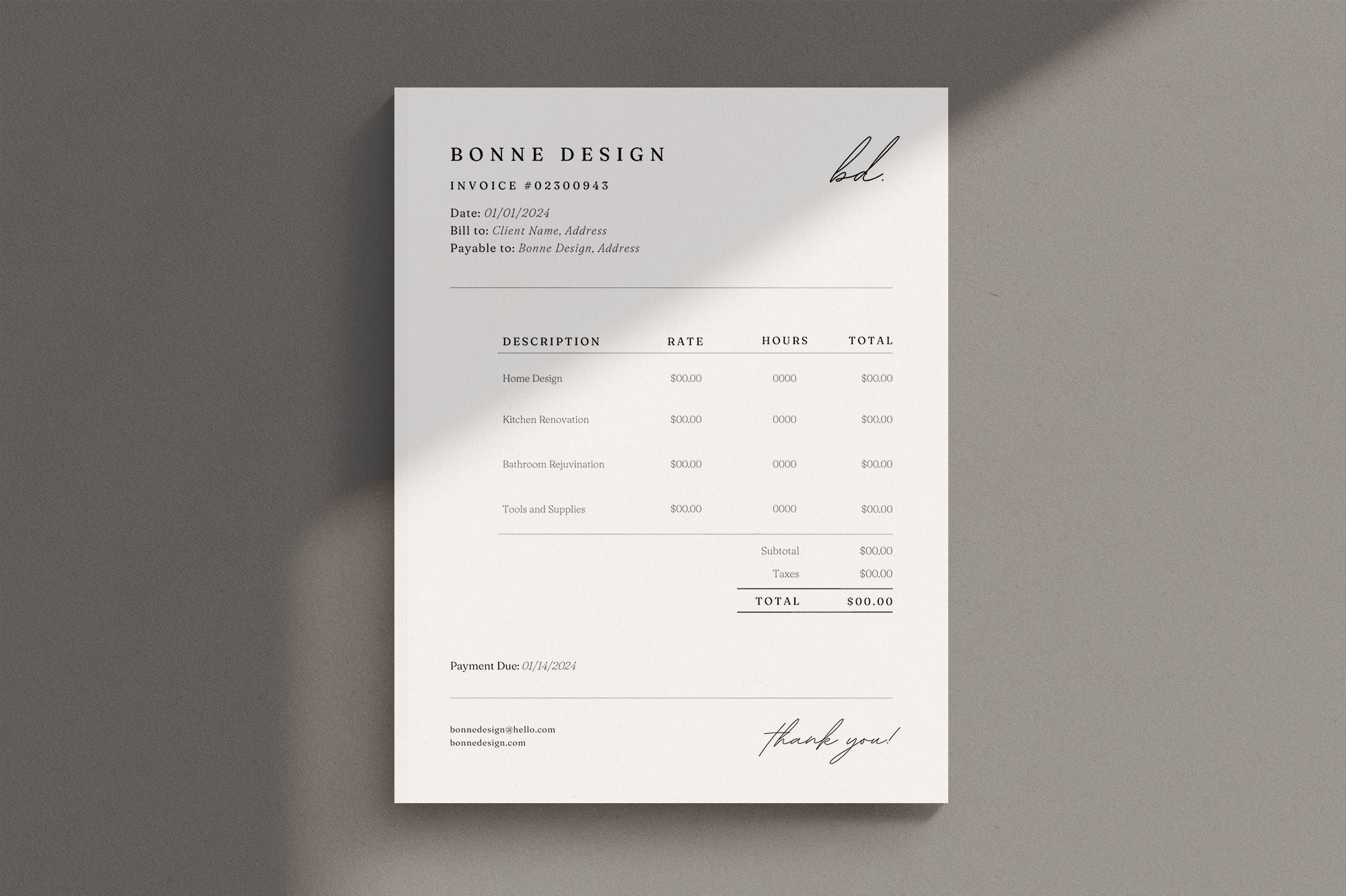 Minimal Invoice Template Canva | Printable Invoice Template Small ...