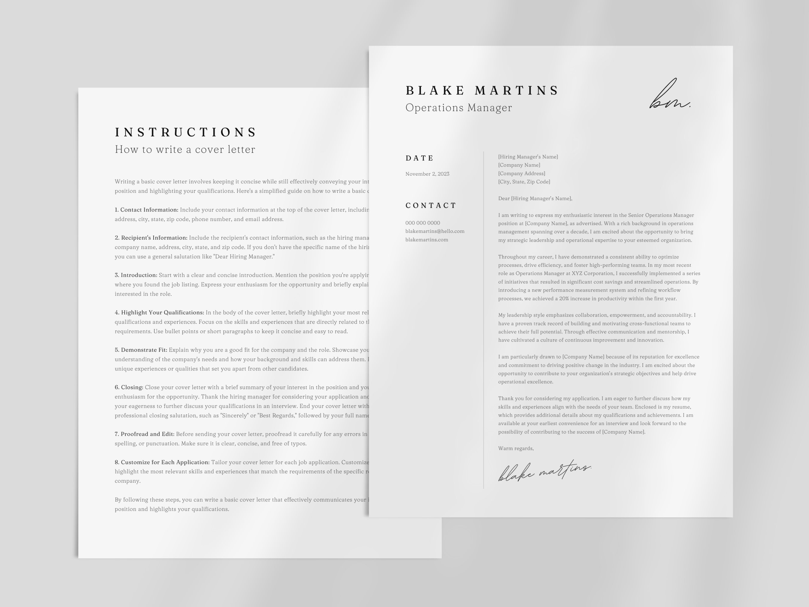 Simple Cover Letter Template: Minimalist Canva Design (US Letter & A4 ...