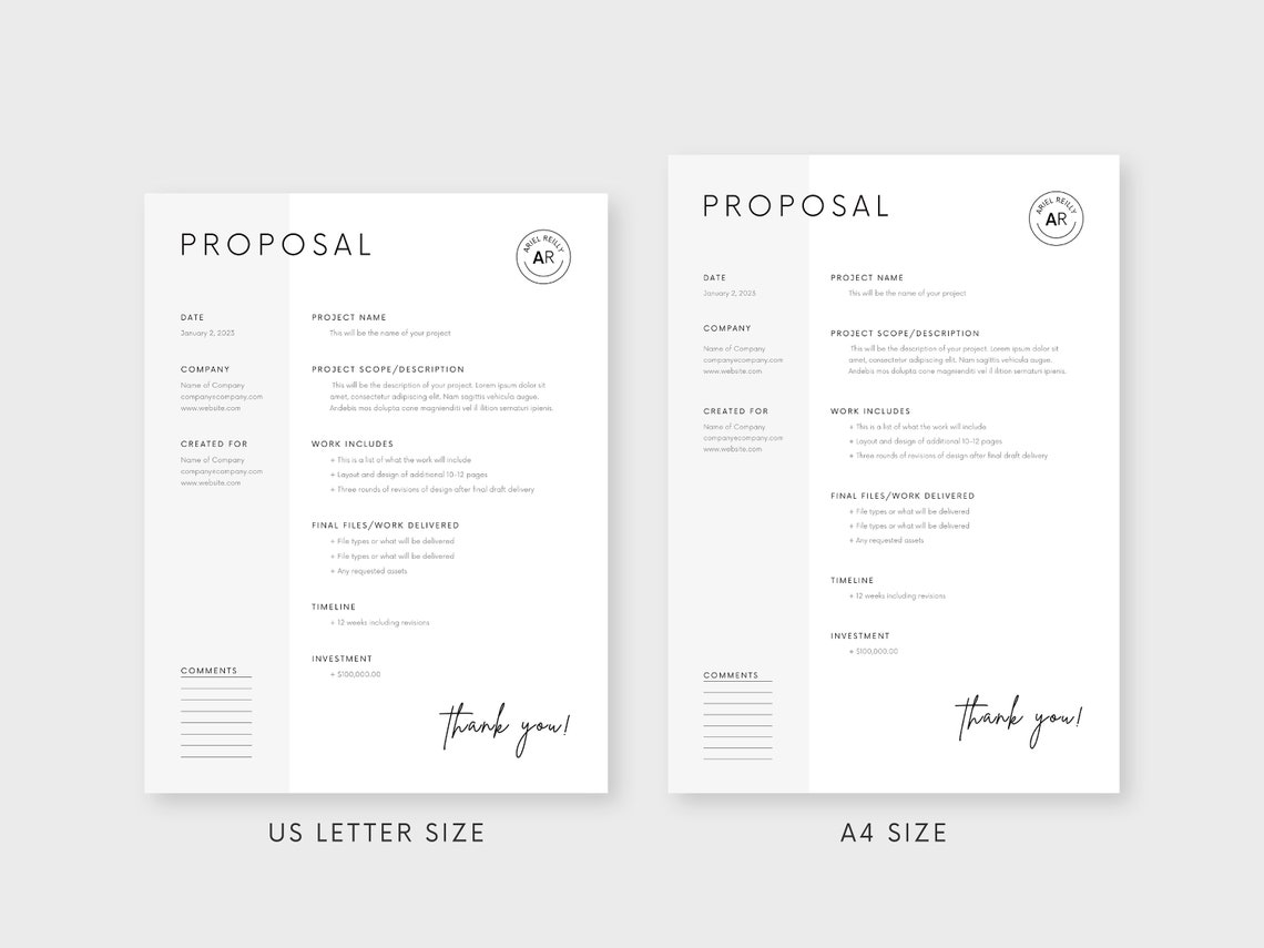 Minimalist Project Proposal Template: Modern Canva Design (US Letter ...