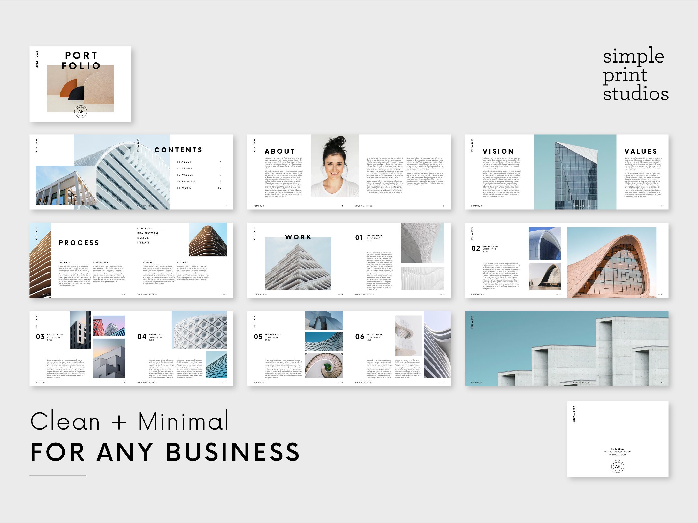 Portafolio mínimo moderno / Plantilla Canva editable / Portafolio ...