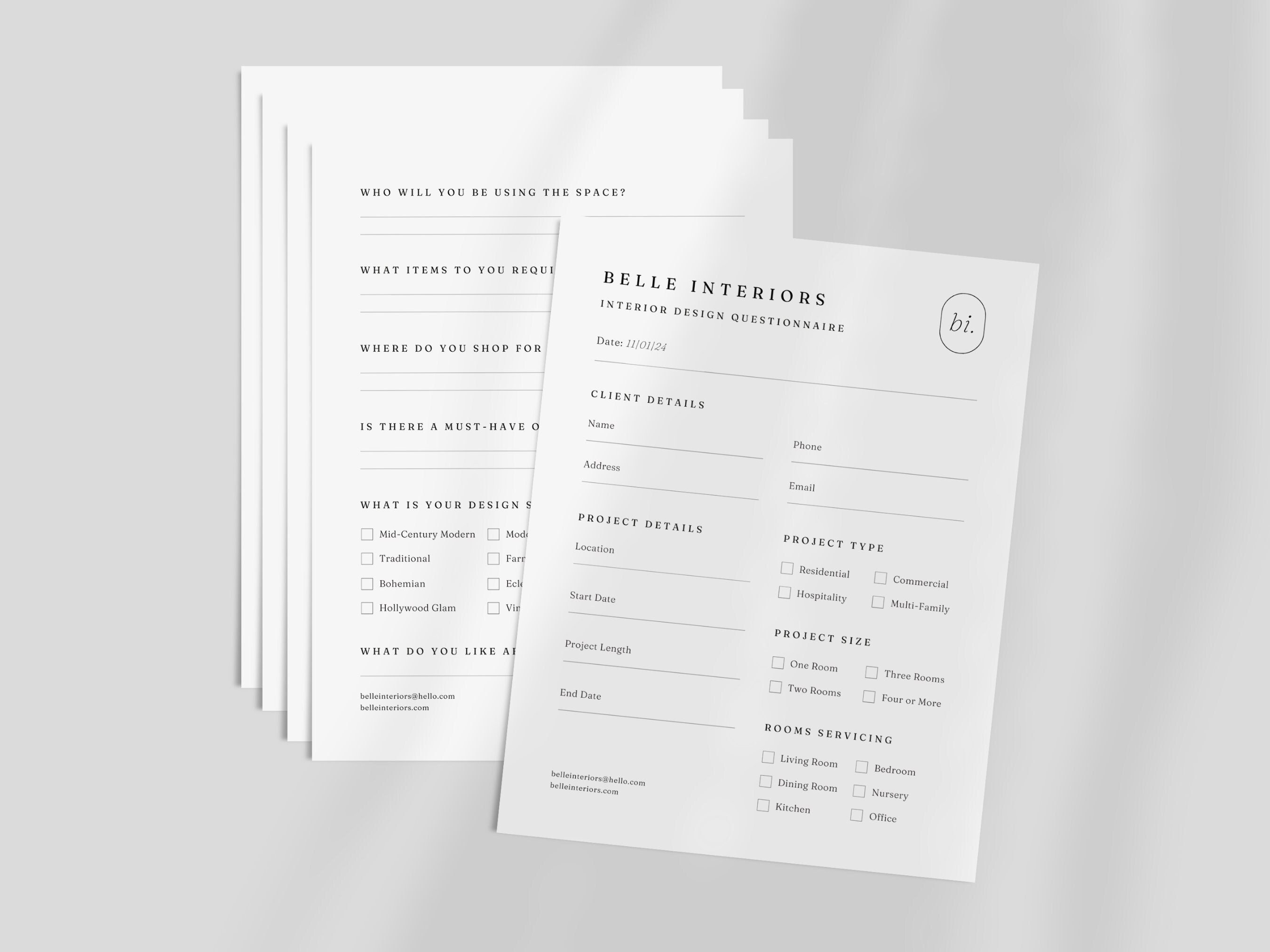 Interior Design Client Questionnaire Template: Modern Canva Onboarding ...
