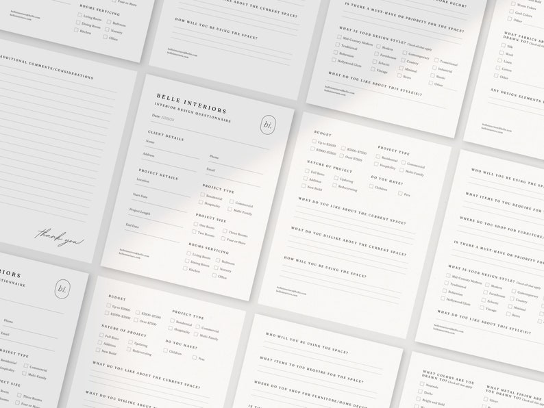 Interior Designer Client Questionnaire Template: Minimalist Design ...