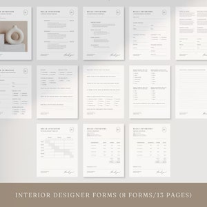 Minimalist Interior Designer Bundle | Canva Template Set | Interior Design Onboarding ...