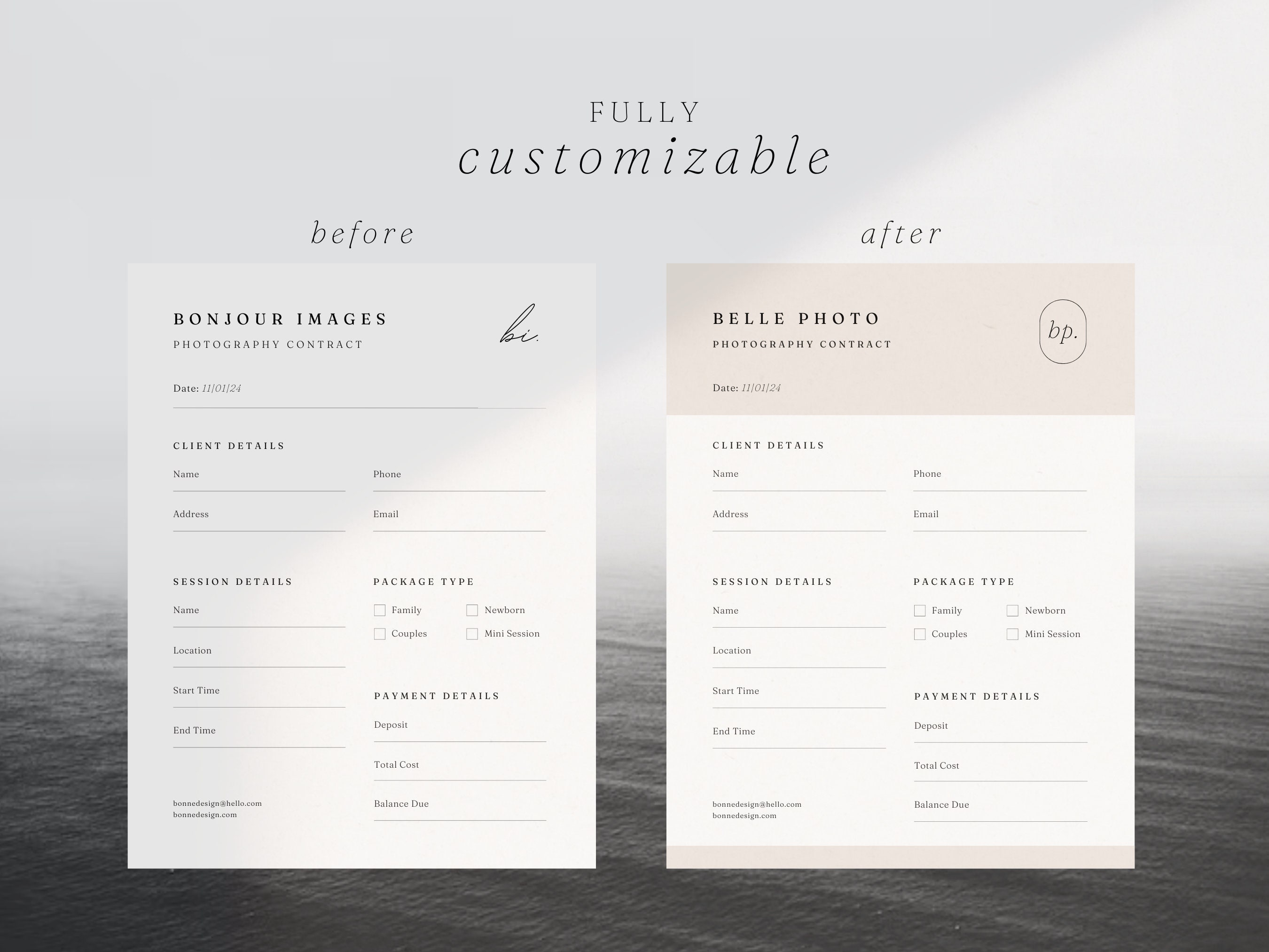 Minimal Wedding Photography Contract Photography Forms Photographer ...