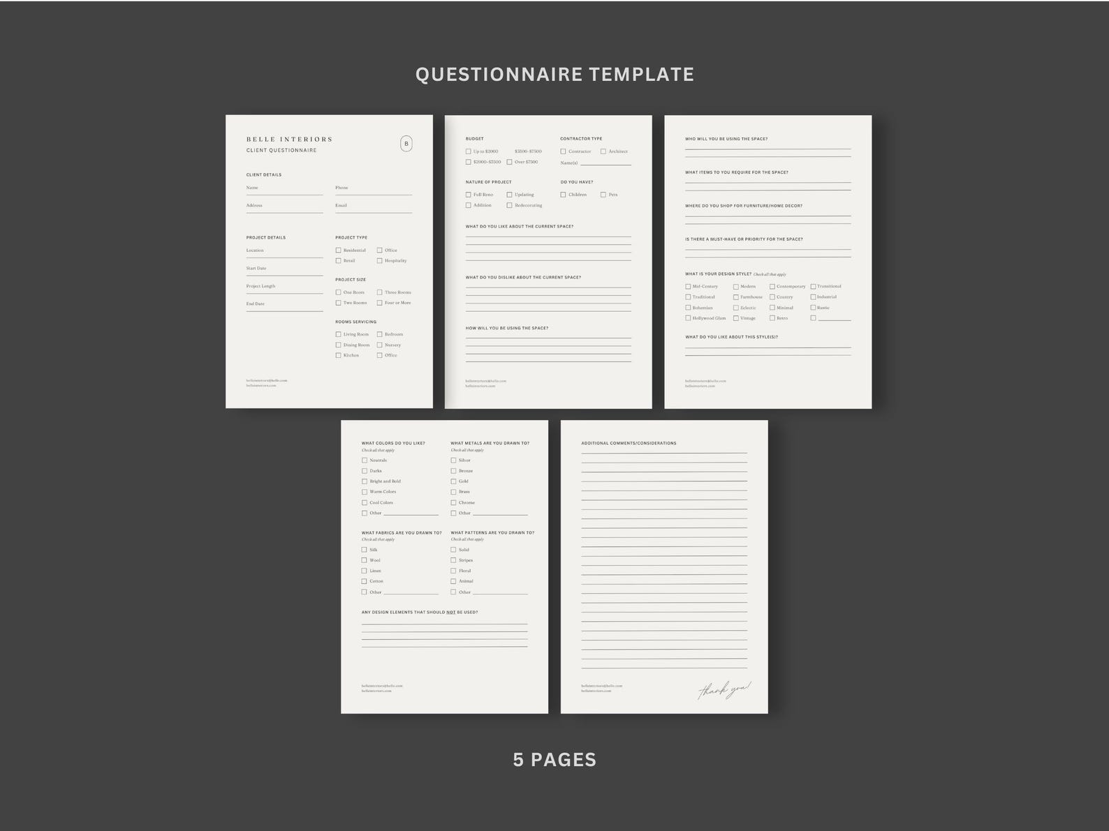 Interior Design Client Questionnaire Template: Canva Onboarding (US ...