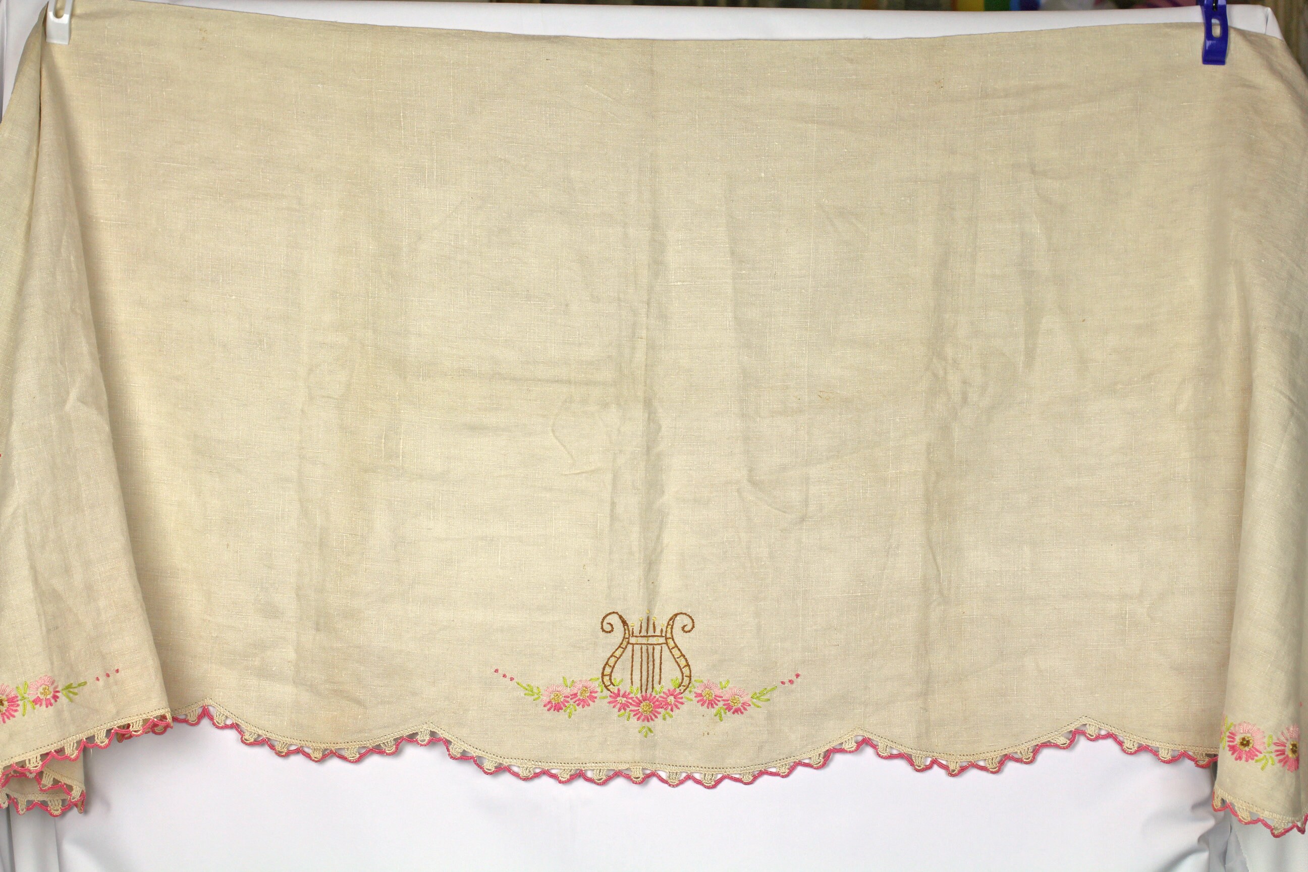 Vintage Mantel Scarf Altar Cloth Ecru Linen Hand - Etsy