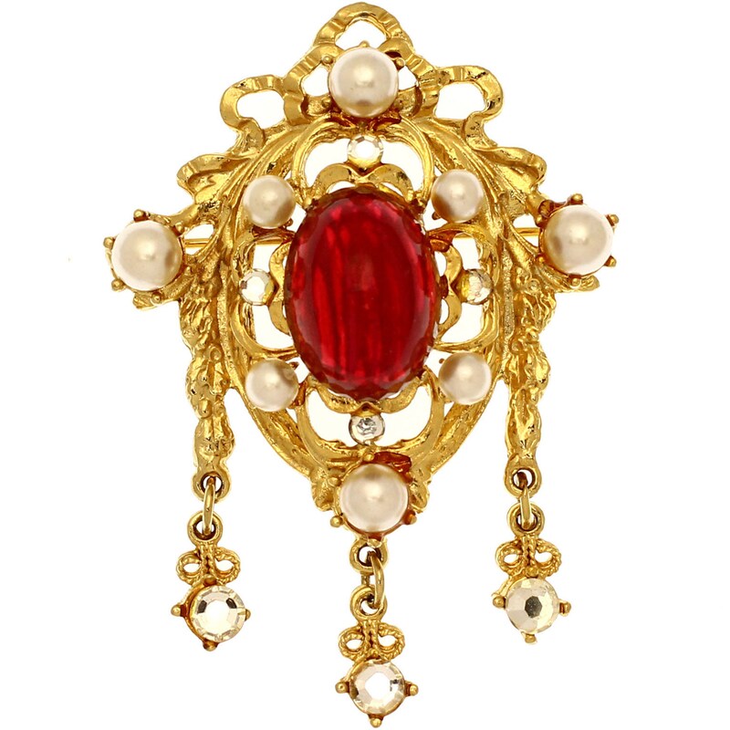 Red Vintage Brooch - Etsy