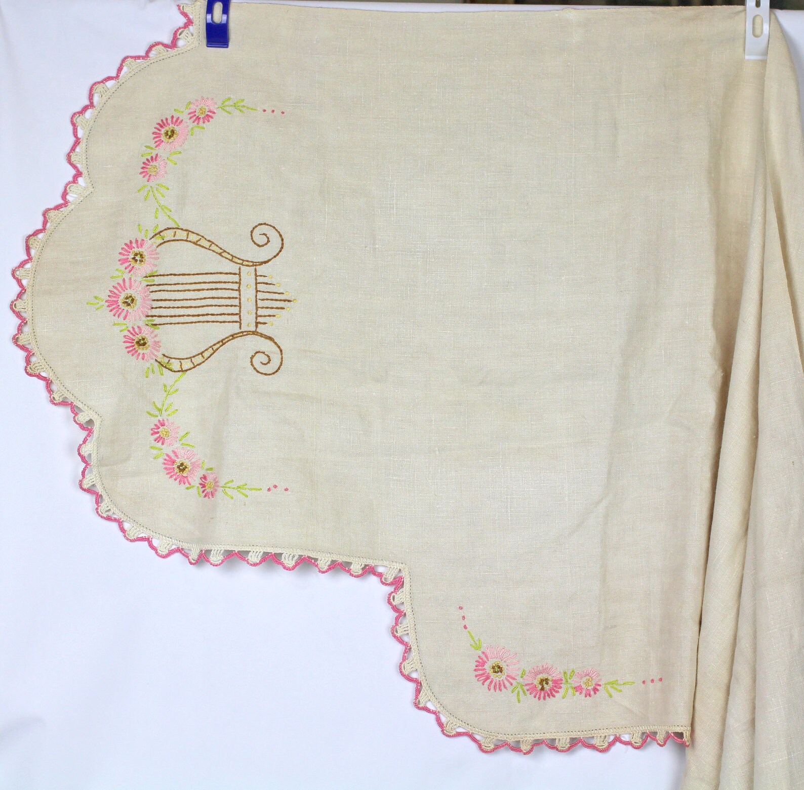 Vintage Mantel Scarf Altar Cloth Ecru Linen Hand - Etsy