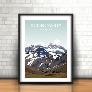 Aconcagua Art Print, South America's Highest Peak Landscape, Andes ...