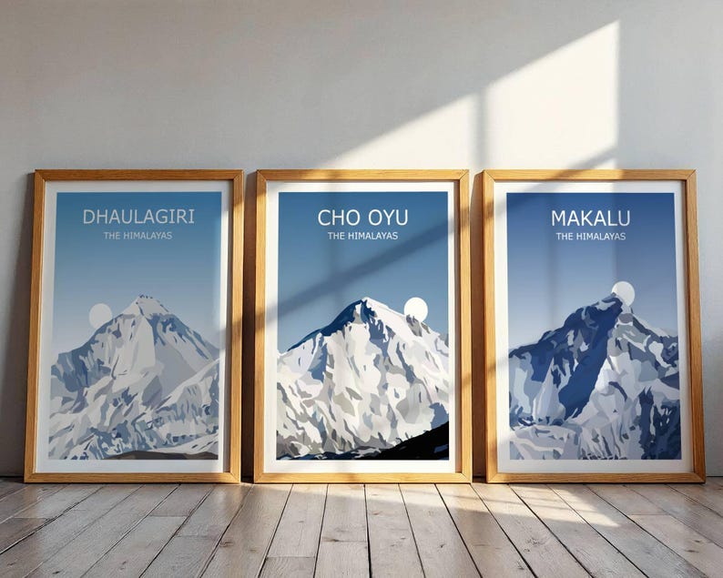 The Eight Thousanders- Set of 14 Landscape Art Prints, the Fourteen ...
