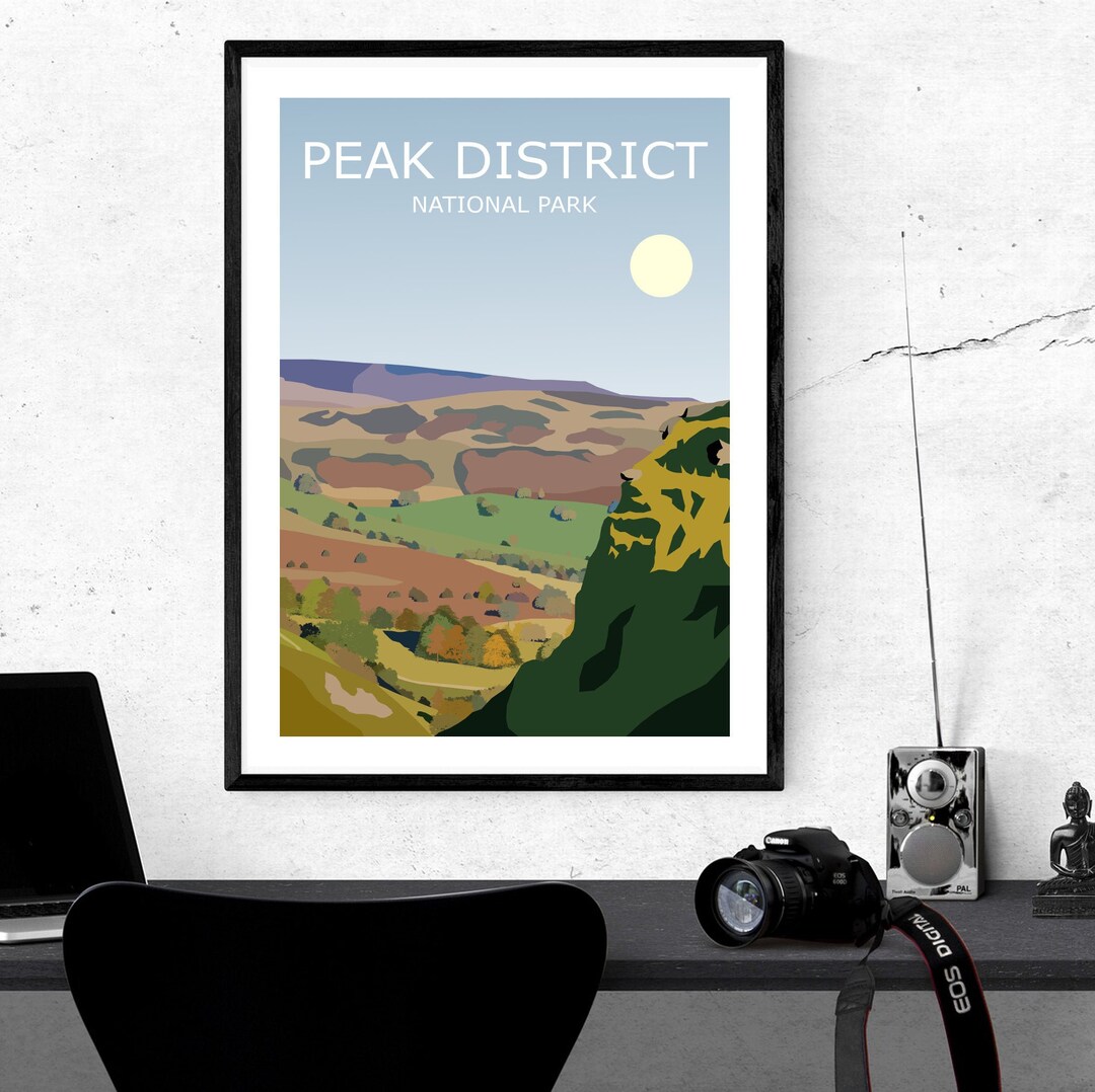 The Peak District Landscape Art Print, UK National Park, Hope Valley ...