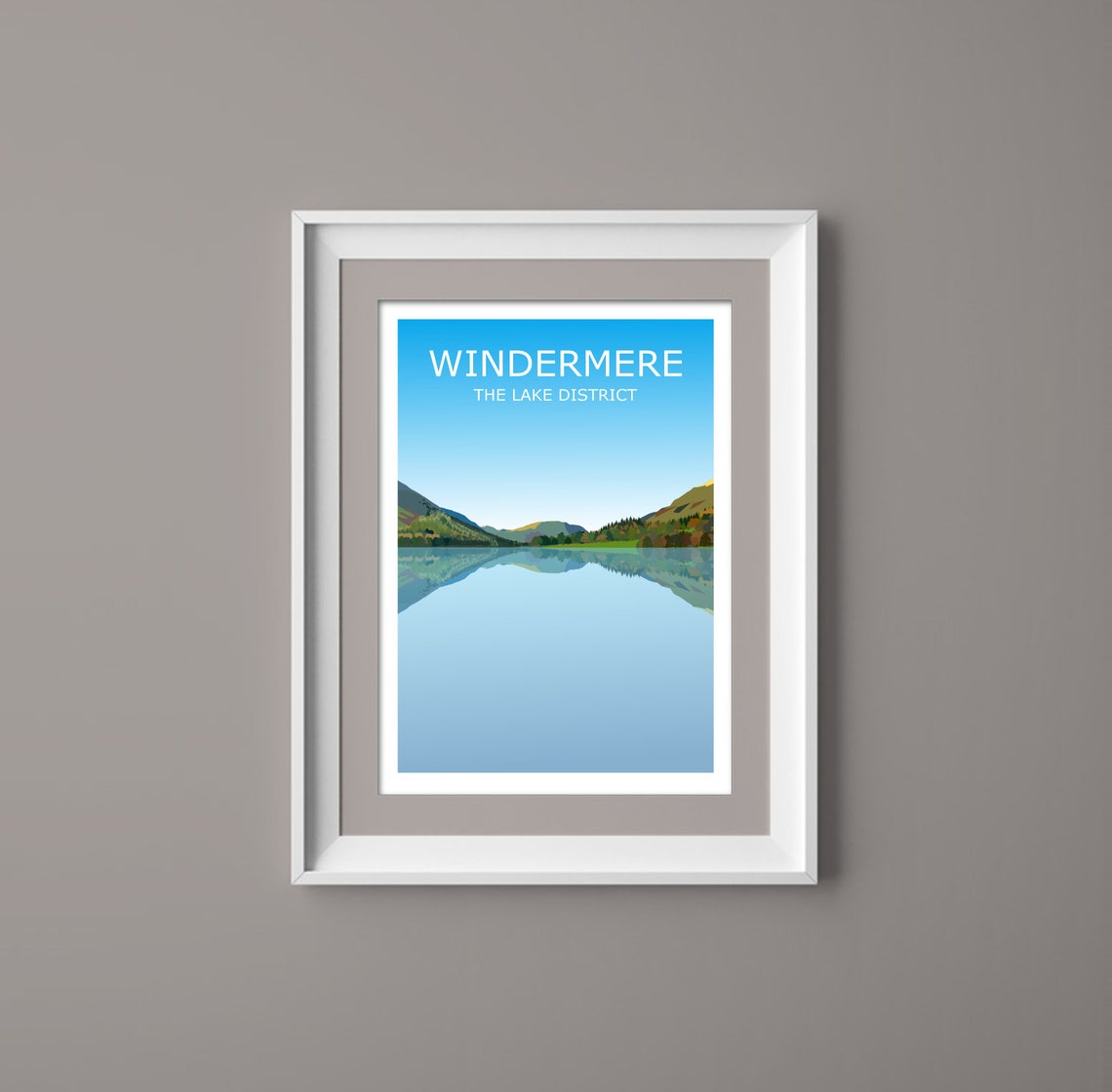 Lake Windermere Art Print, the Lake District Landscape, National Park ...