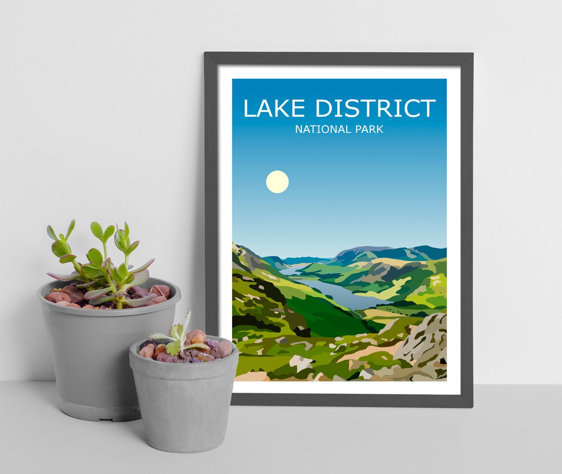 Lake District Landscape Art Print, UK National Park, Cumbria England ...