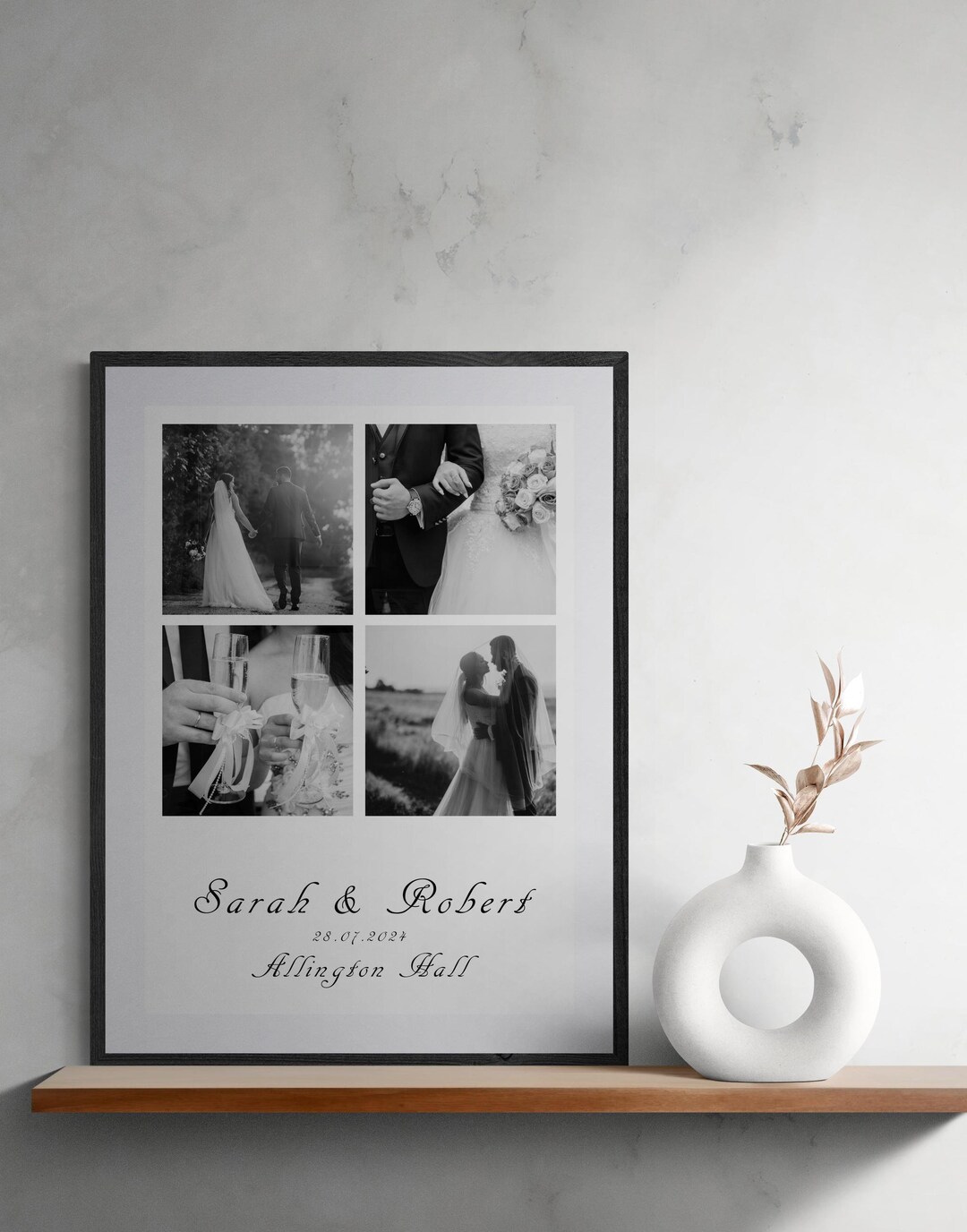 Personalised Wedding Photo Collage Print | Date & Location | Custom ...