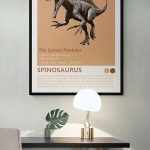 Spinosaurus - Dinosaur Fact Sheet Art Print, Jurassic Kids Room Home ...