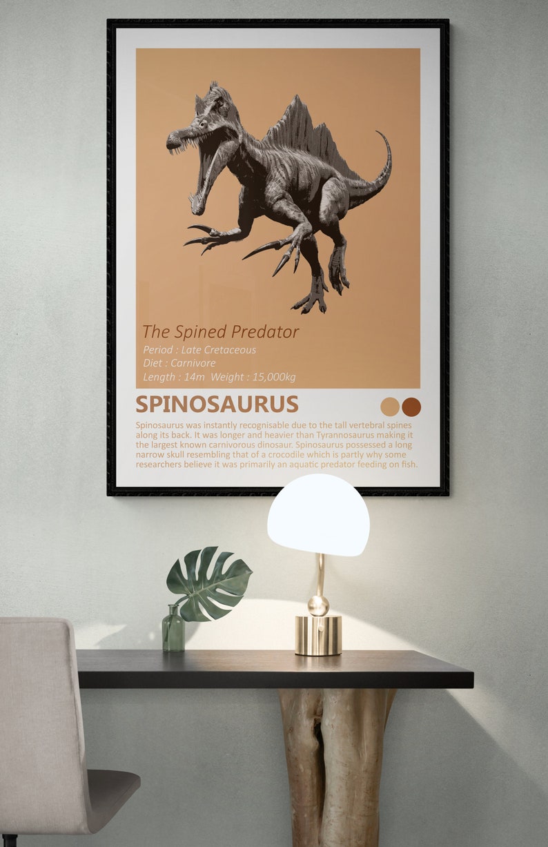Spinosaurus - Dinosaur Fact Sheet Art Print, Jurassic Kids Room Home ...