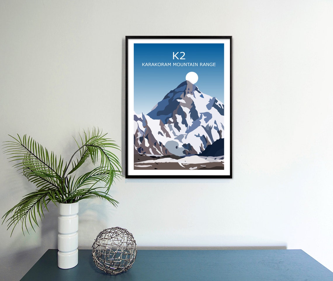 K2 Art Print, Worlds 2nd Highest Peak Landscape, Karakoram Mountains ...
